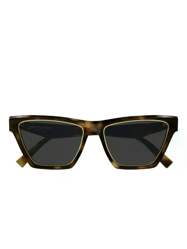 Saint Laurent Logo-print Sunglasses - Brown