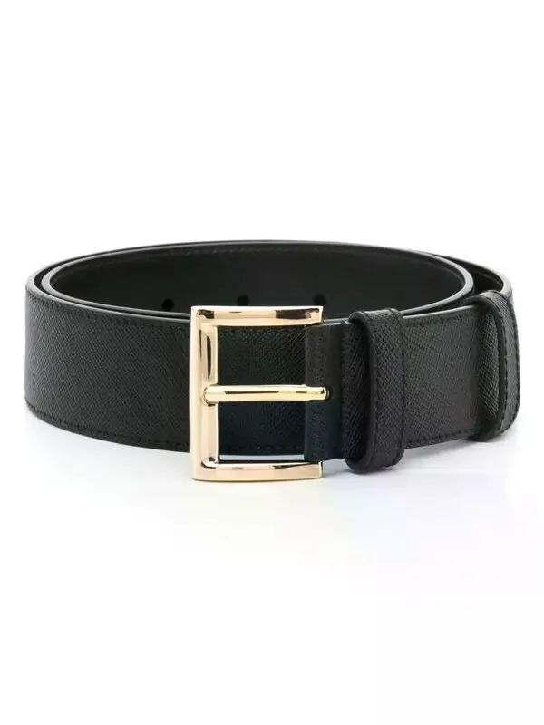 Prada Logo-plaque Leather Belt - Black