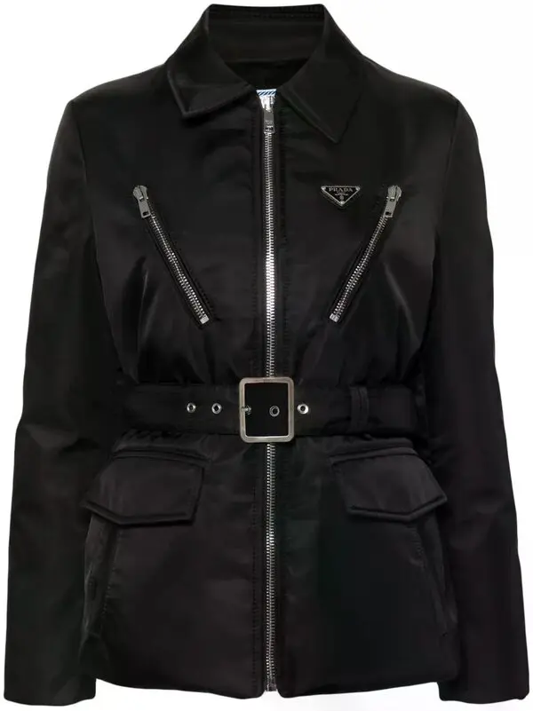 Prada Triangle-logo Padded Jacket - Black