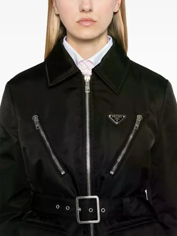 Prada Triangle-logo Padded Jacket - Black