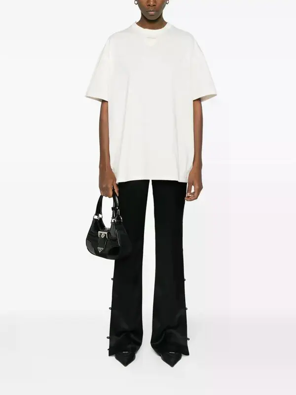 Prada Embroidered Triangle-logo T-shirt