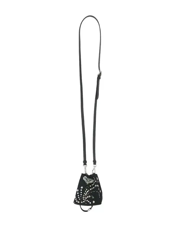 Prada Logo-appliqué Studded Bucket Bag - Black