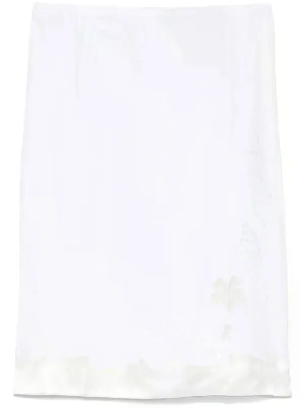 Prada Embroidered Linen A-line Skirt - White