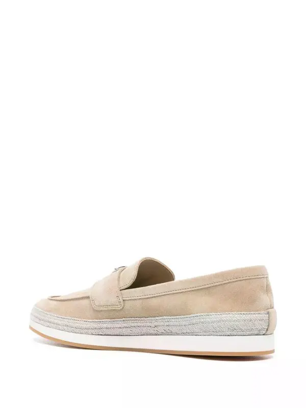 Prada Triangle-logo Suede Loafers - Neutrals