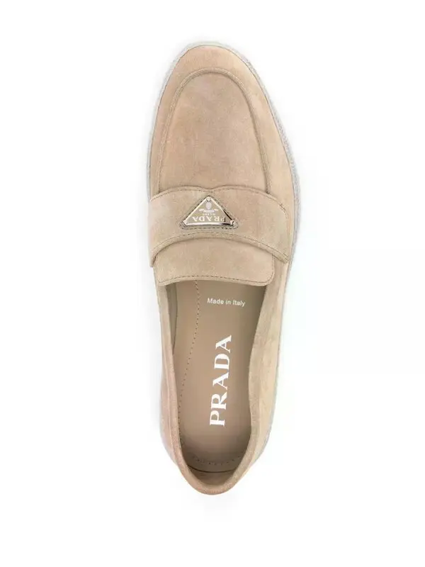 Prada Triangle-logo Suede Loafers - Neutrals
