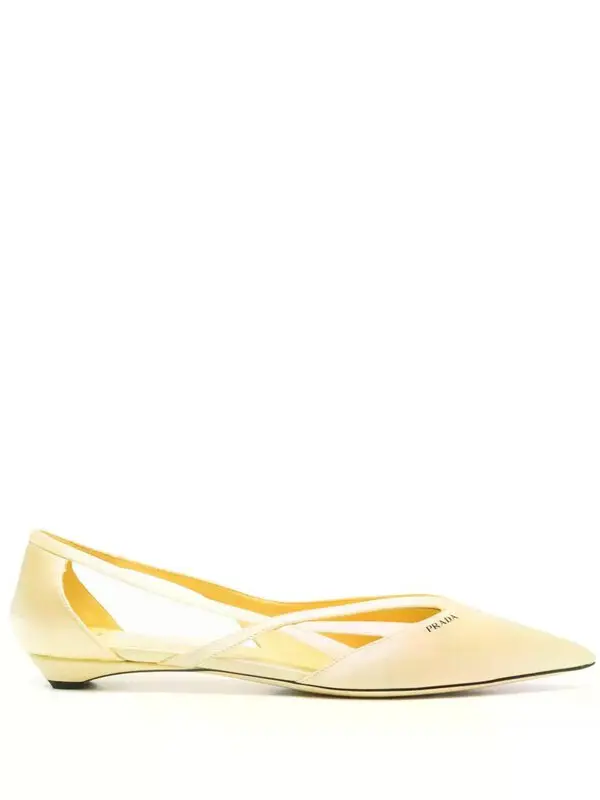 Prada Cut-out Detail Ballet Flats - Yellow