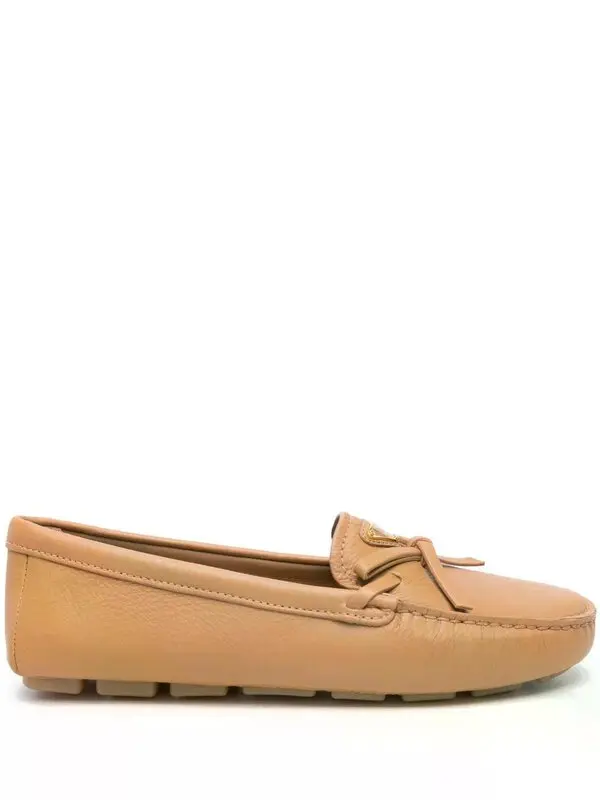 Prada Triangle-logo Leather Loafers - Neutrals