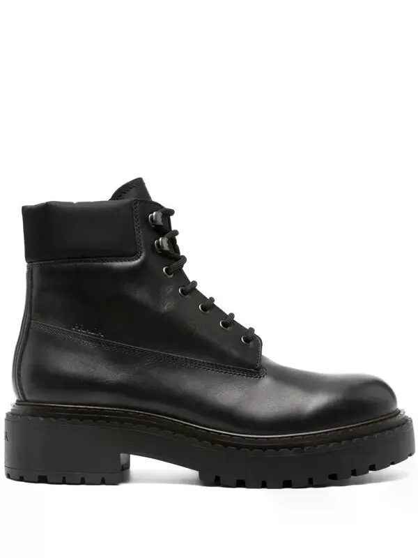 Prada Leather Lace-Up Chunky Sole Boots Prada lace-up lug-sole Boots | Black | FARFETCH main image 4