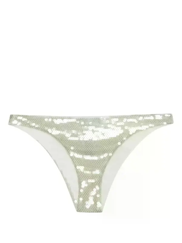 Prada Sequin Embellished Tulle Bikini Bottom - Green