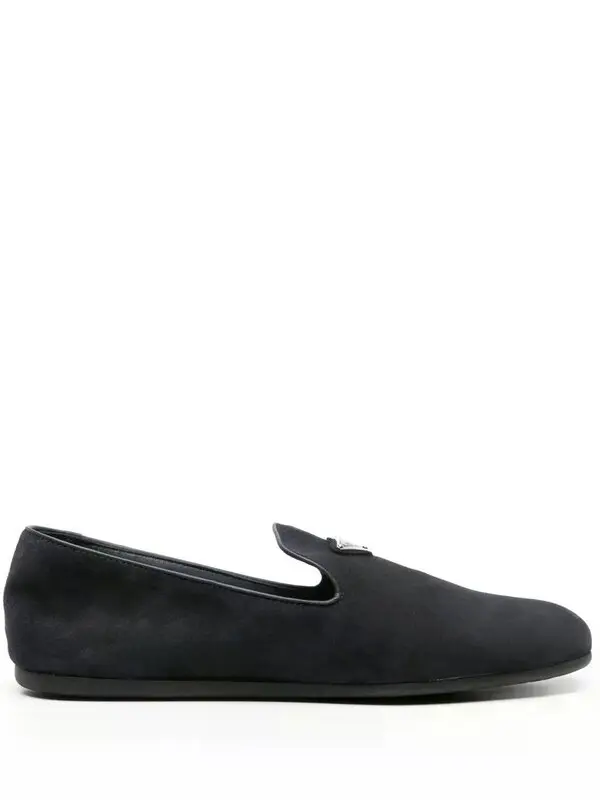 Prada Triangle-logo Suede Loafers - Blue