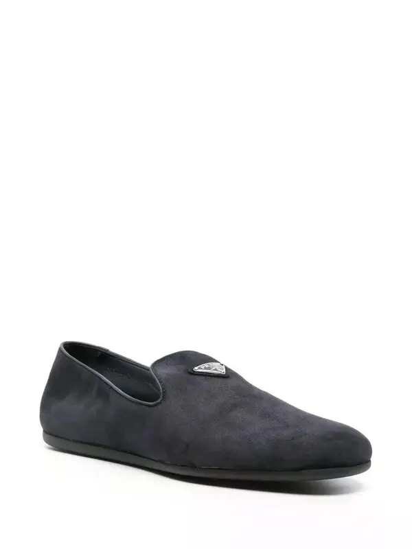 Prada Triangle-logo Suede Loafers - Blue