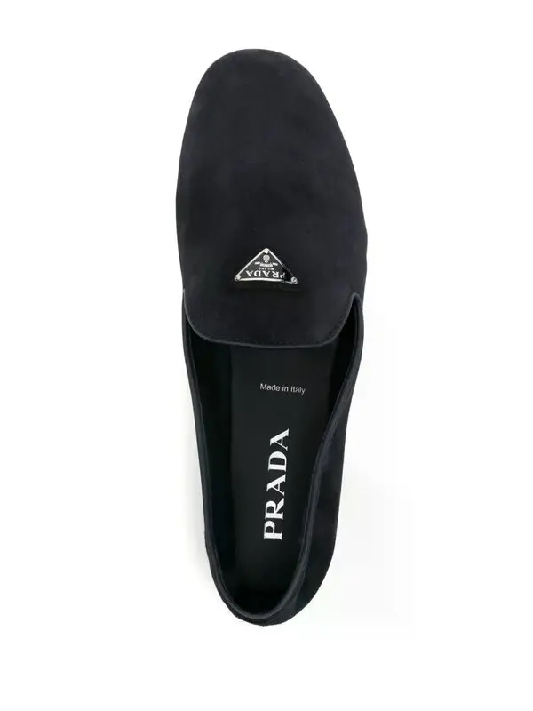 Prada Triangle-logo Suede Loafers - Blue