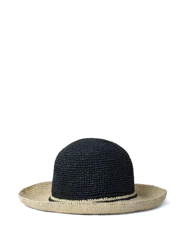 TOTEME Straw Weave Panama Hat - Black/ecru 317
