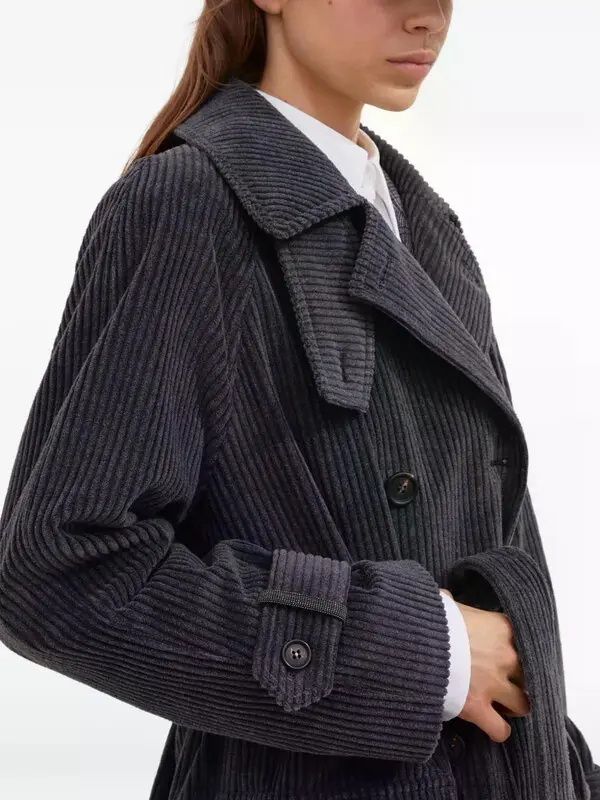 Brunello Cucinelli Corduroy Belted Trench Coat