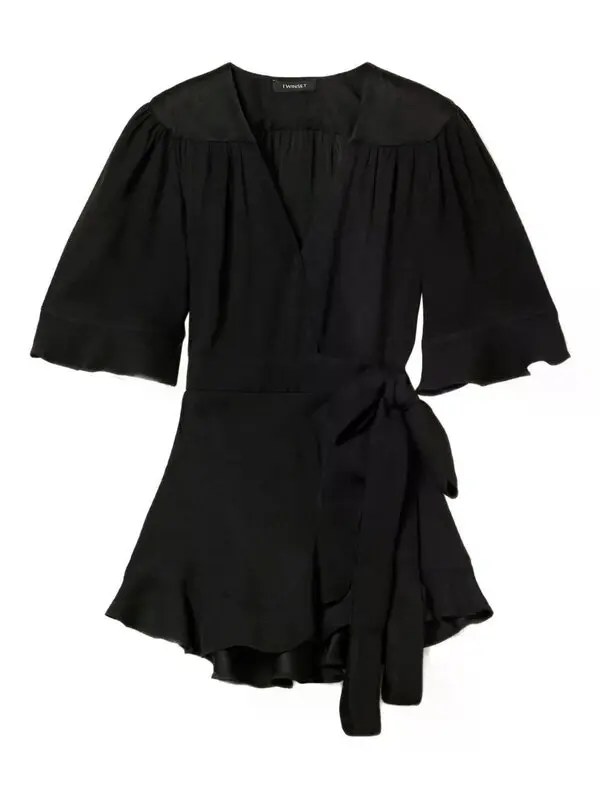 TWINSET Ruffle-detail Wrap Top - Black