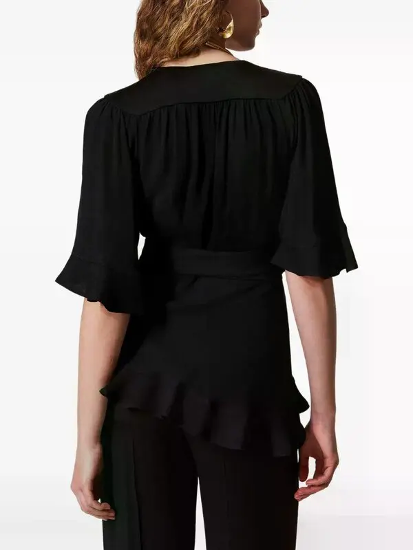 TWINSET Ruffle-detail Wrap Top - Black