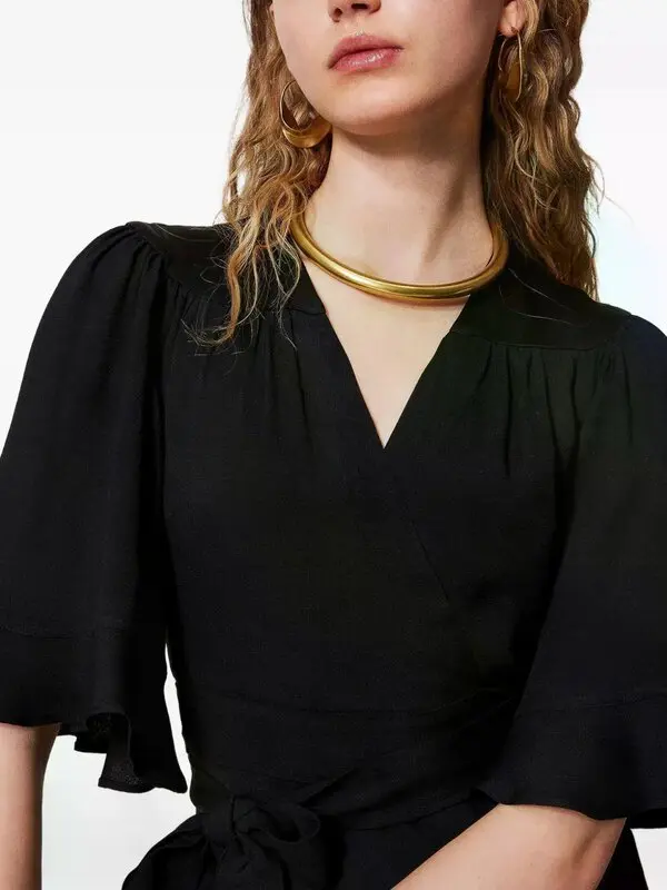 TWINSET Ruffle-detail Wrap Top - Black
