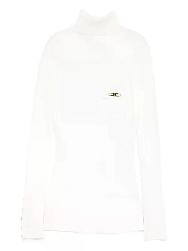 Elisabetta Franchi Ribbed Roll-neck Sweater - White