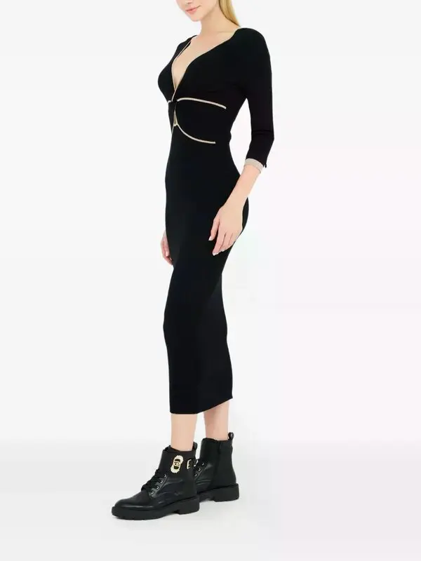 Liu Jo Ribbed-knit Midi Dress With Knot Detailing
