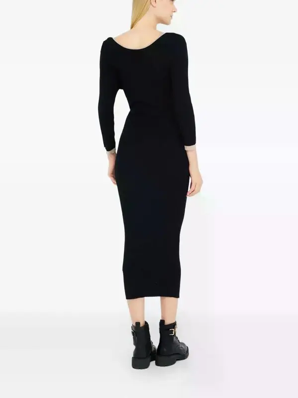 Liu Jo Ribbed-knit Midi Dress With Knot Detailing