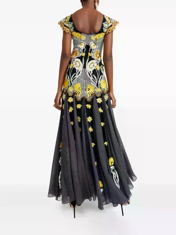 Temperley London Embroidered Floral-Print Maxi Dress In Black - 49% Off |  Editorialist