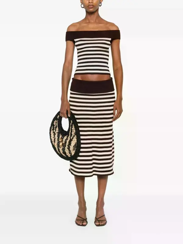Frankies Bikinis Striped Midi Skirt