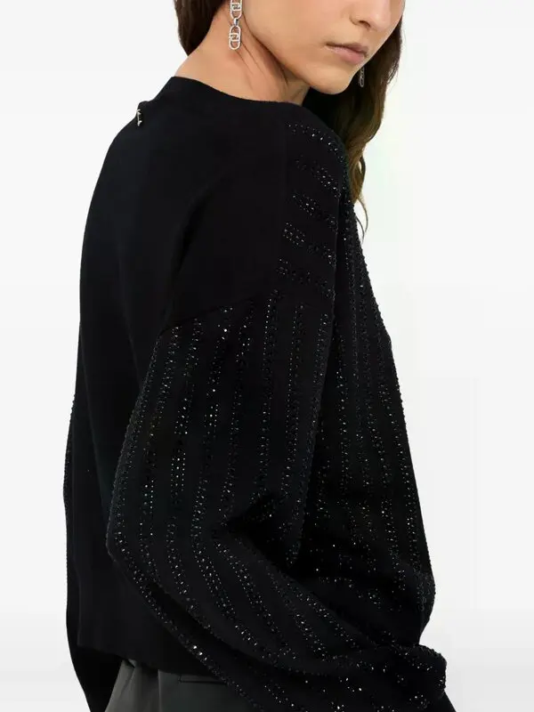 Liu Jo Rhinestone-embellished Puff-sleeve Sweater