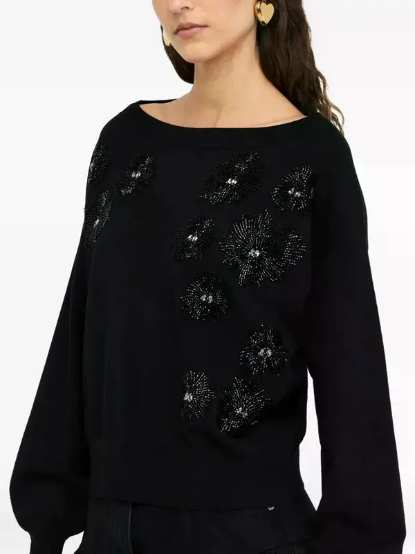 Liu Jo Rhinestone-embellished Puff-sleeve Sweater