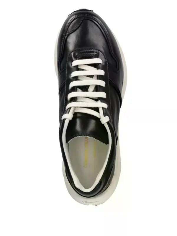 COMMON PROJECTS Premium Runner Leather Sneakers - Black