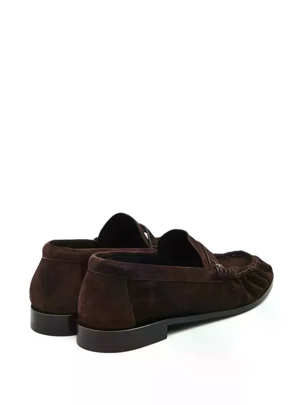 Saint Laurent Cassandre-detail Suede Loafers - Brown
