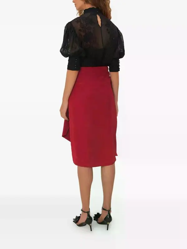 Farm Rio Rose-embellished Wrap Midi Skirt