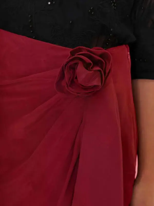 Farm Rio Rose-embellished Wrap Midi Skirt