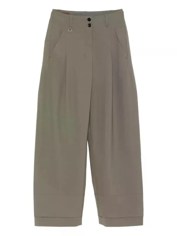 High Pleated Straight Leg Trousers