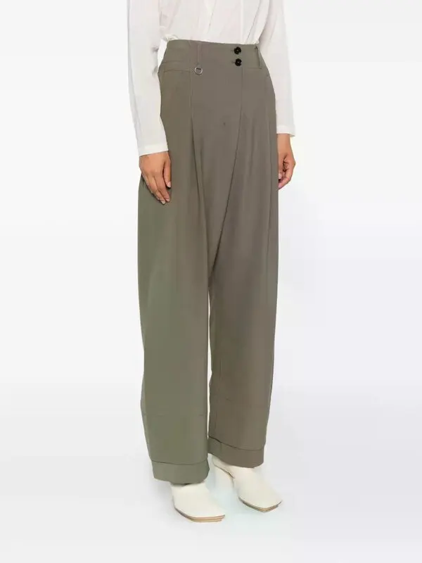 High Pleated Straight Leg Trousers