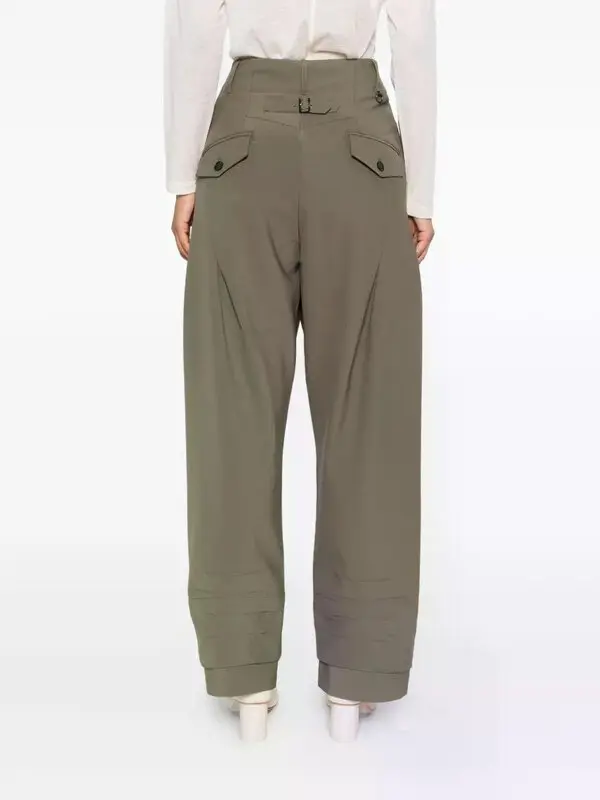 High Pleated Straight Leg Trousers