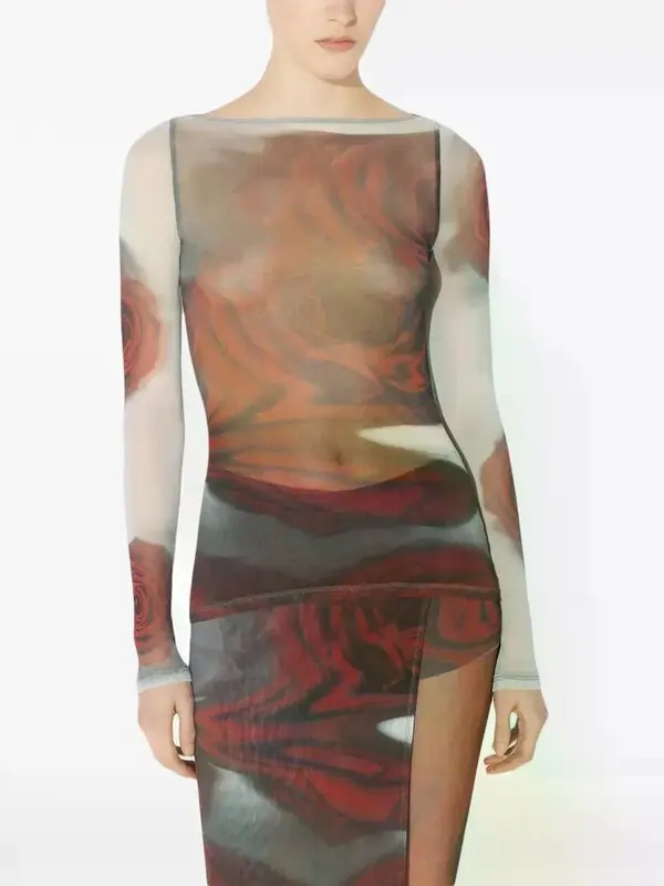 JEAN PAUL GAULTIER Roses Print Top - Red