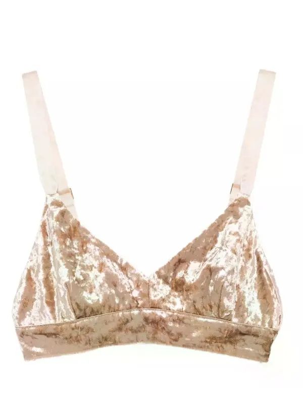 FORTE_FORTE Velvet-texture Triangle Bra - Brown