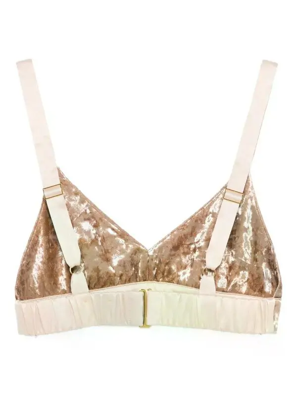 FORTE_FORTE Velvet-texture Triangle Bra - Brown