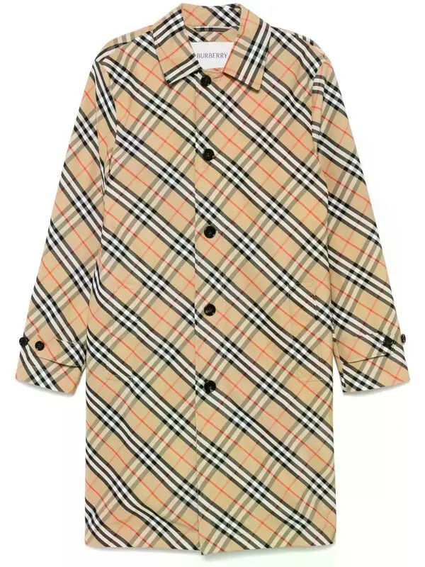 Burberry Checked Trench Coat - Neutrals