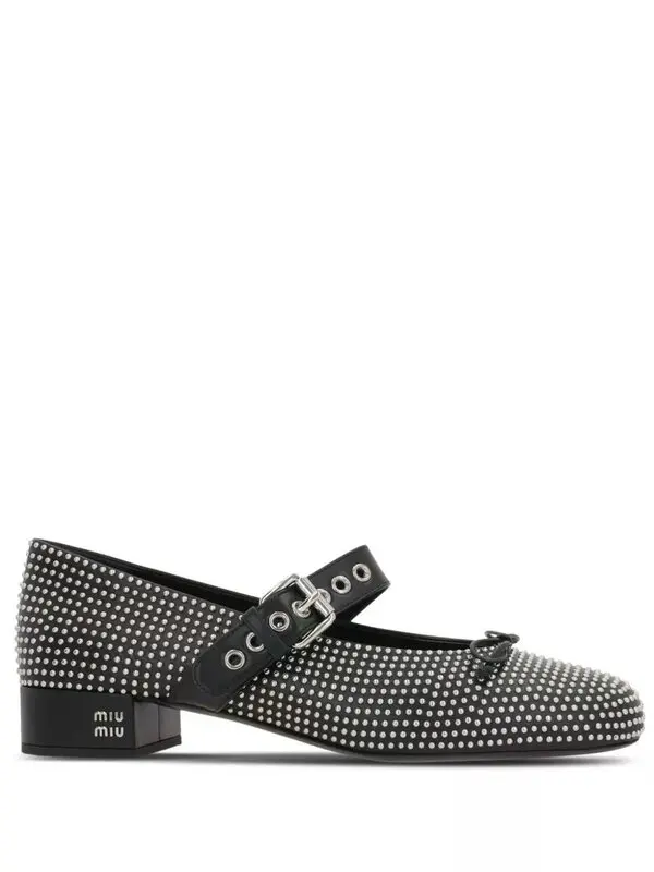Miu Miu 25mm Buckled Ballerina Shoes - Black