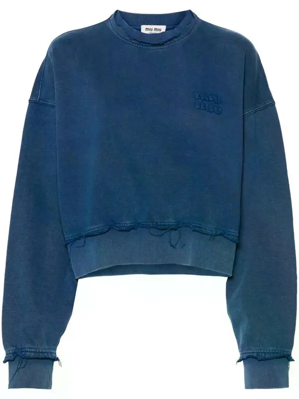 Miu Miu Cotton Logo Sweatshirt - Blue