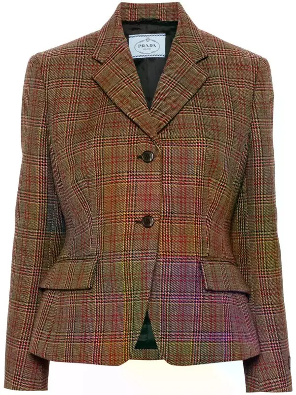 Prada Plaid Check Virgin Wool Blazer