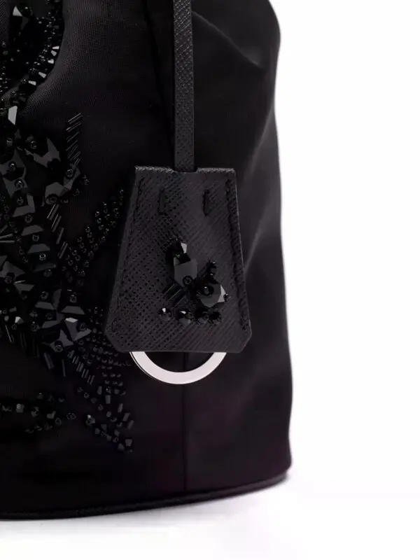 Prada Enamel Triangle-logo Tote Bag - Black