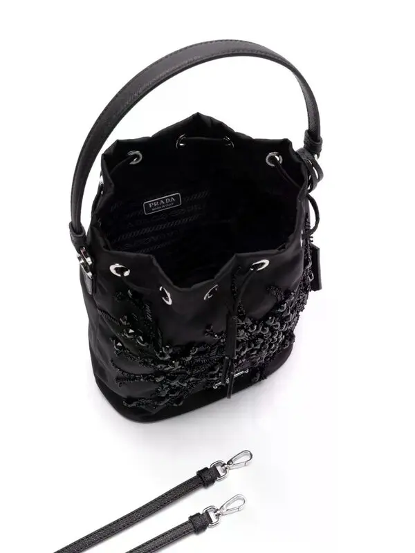 Prada Enamel Triangle-logo Tote Bag - Black