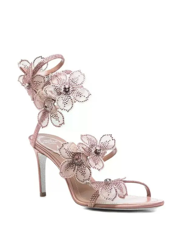 Rene Caovilla 80mm Flower Sandals - Pink