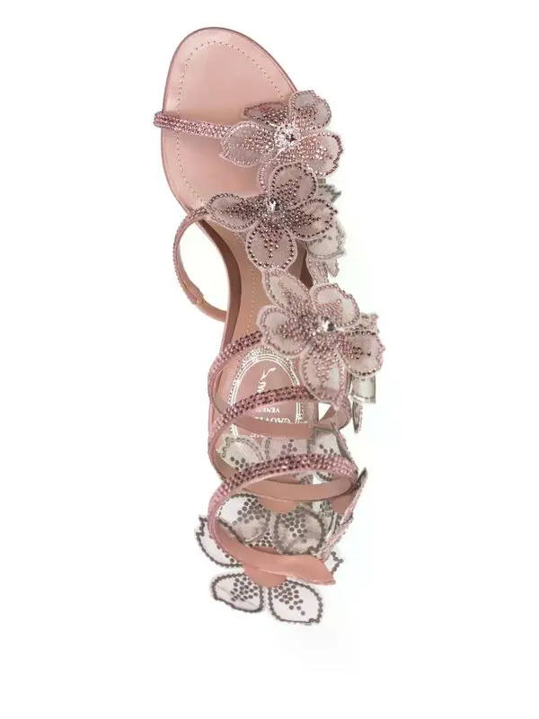 Rene Caovilla 80mm Flower Sandals - Pink