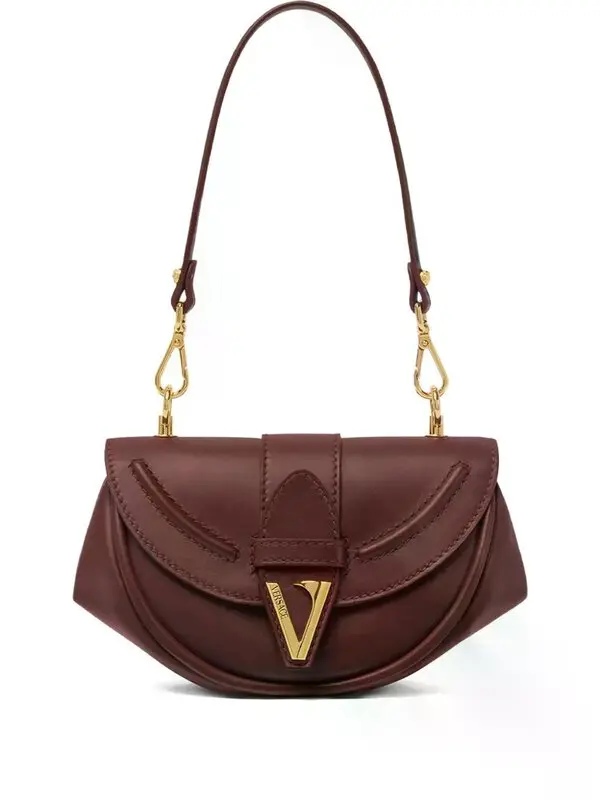 Versace Virtus Leather Shoulder Bag - Red