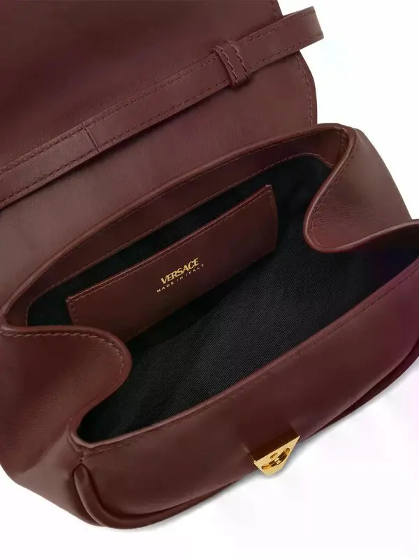Versace Virtus Leather Shoulder Bag - Red