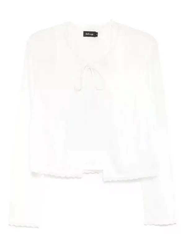 TOUT A COUP Lace-trim Cardigan Top - White