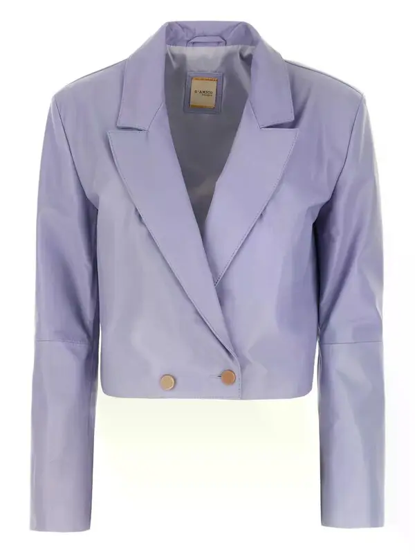 ANDREA D'AMICO Cropped Double-breasted Leather Jacket - Purple